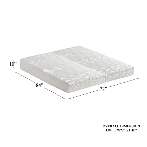 Lexicon Amira 10-Inch Gel Infused Memory Foam Mattress, Split Cal King, White