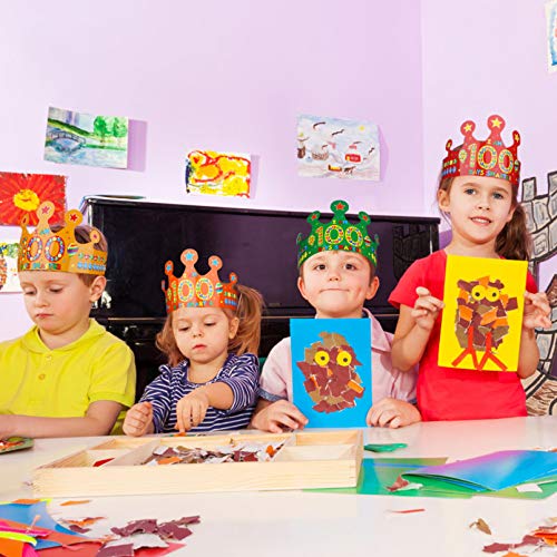 35 Pieces 100 Days Paper Crowns, 100th Day of School Celebration Paper Crown Party Hat with I am 100 Days Smarter Printed, for Classroom School Decor