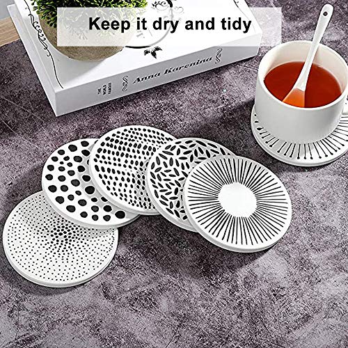 YumSur Drink Coasters Set of 6 with Holder Absorbent Ceramic Stone Coasters with Cork Bottom Heat and Scratch Resistance Decorative Drink Mats Coasters Cup Coasters