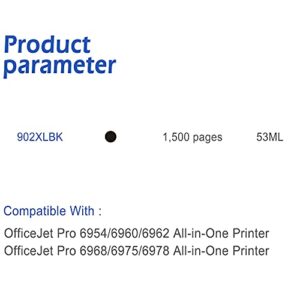 EASYPRINT (Upgraded Chips) Compatible 902XL Ink Cartridges 902 Work with OfficeJet Pro 6954/ 6960/ 6962/ 6968/ 6975/ 6978 Printer, ( 3X Large Black)