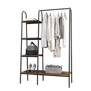 soges free-standing garment racks metal clothing rack with storage shelvels and hanging rod closet storage organizer clothing rack black,ut-011