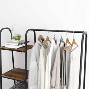 soges Free-Standing Garment Racks Metal Clothing Rack with Storage Shelvels and Hanging Rod Closet Storage Organizer Clothing Rack Black,UT-011