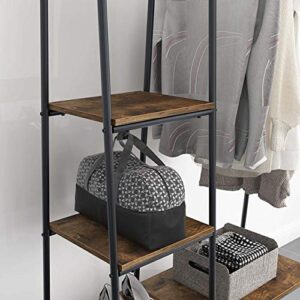 soges Free-Standing Garment Racks Metal Clothing Rack with Storage Shelvels and Hanging Rod Closet Storage Organizer Clothing Rack Black,UT-011