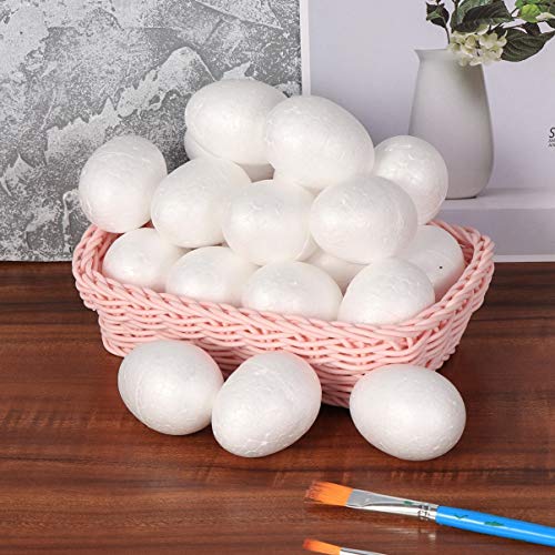 Amosfun 20pcs Eggs Egg Foam styrofoam Easter White Crafts Hide Squeak and for- Painting Egg DIY Easter Decor Solid Egg for- Kid Festival Craft (White, 6cm)