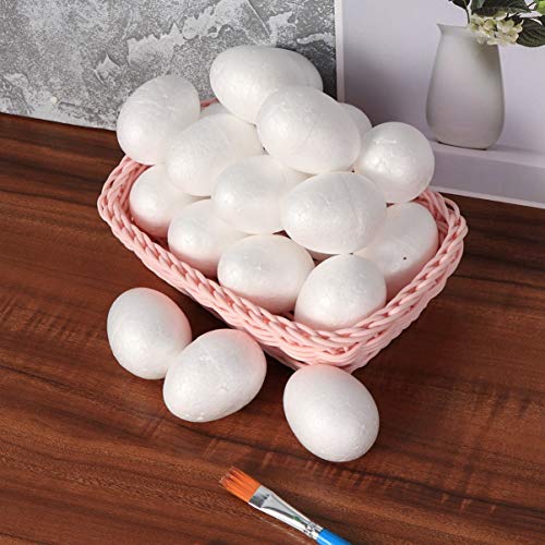 Amosfun 20pcs Eggs Egg Foam styrofoam Easter White Crafts Hide Squeak and for- Painting Egg DIY Easter Decor Solid Egg for- Kid Festival Craft (White, 6cm)