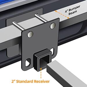 Ohuhu RV Bumper Hitch 2" Receiver Adapter with Hitch Pin & Hitch Cover, Openning 3500 LBS Capacity Fits 4" x 4" Bumper Trailer Towing Cargo Carrier Bike Racks