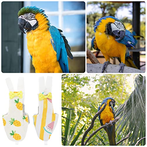 Baluue 2Pcs Parrot Diapers Soft Birds Flight Suits Parrots Nappies Pet Pee Pads with Leash Hole Washable Reusable for Budgie Parakeet Cockatoos Random Style M