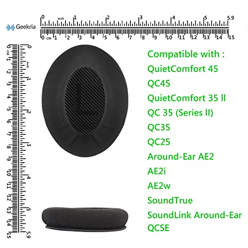 Geekria Comfort Micro Suede Replacement Ear Pads for Bose QC45, QC35, QC35 ii, QC35 ii Gaming, SoundLink, SoundTrue Around-Ear QuietComfort SE, QCSE, Headphones Ear Cushions, Earpads