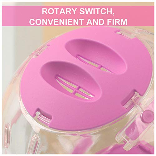 WishLotus Hamster Ball, Running Hamster Wheel 14cm Small Pet Plastic Cute Exercise Ball Golden Silk Shih Tzu Bear Jogging Wheel Toy Relieves Boredom and Increases Activity (Pink)