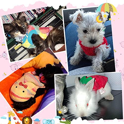 8 Pieces Warm Pet Shirts for Dog Rabbit Cat Puppy Bunny Clothes with Caterpillar Horse Star Pattern Cute Soft Flannel Pet Sweater Comfortable Pet Costume Boy Girl Kitten Puppy Chihuahua Animals (XXS)