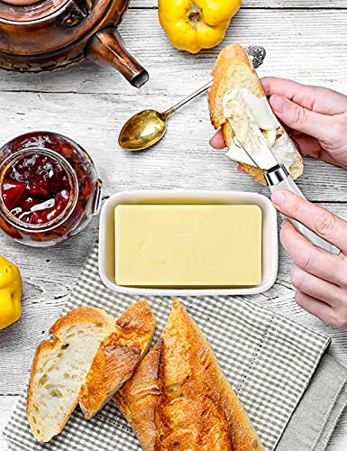 2 Pack Stainless Steel Butter Spreader Knife, Butter Knife with White Porcelain Handle, Cheese Butter Spreader Knives for Kitchen