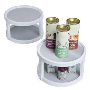 smart design 2-pack lazy susan turntable - 2-tier - 10 inch - non-slip lining & feet - bpa free - cupboard, fridge, spice, cabinet, countertop, pantry, storage, kitchen organizer