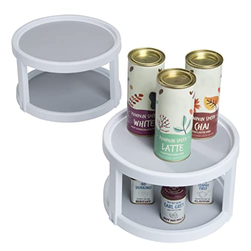 Smart Design 2-Pack Lazy Susan Turntable - 2-Tier - 10 Inch - Non-Slip Lining & Feet - BPA Free - Cupboard, Fridge, Spice, Cabinet, Countertop, Pantry, Storage, Kitchen Organizer