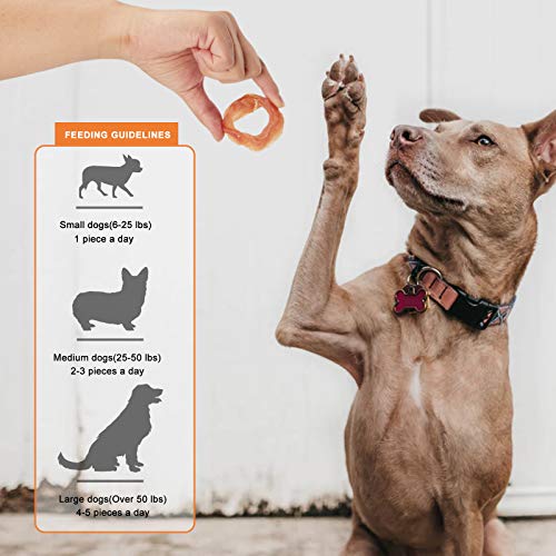 Jungle Calling Dog Treats Chicken Rings, Chewy Snacks for All Dogs Help Hip & Joint Health, Chicken Jerky for Dogs