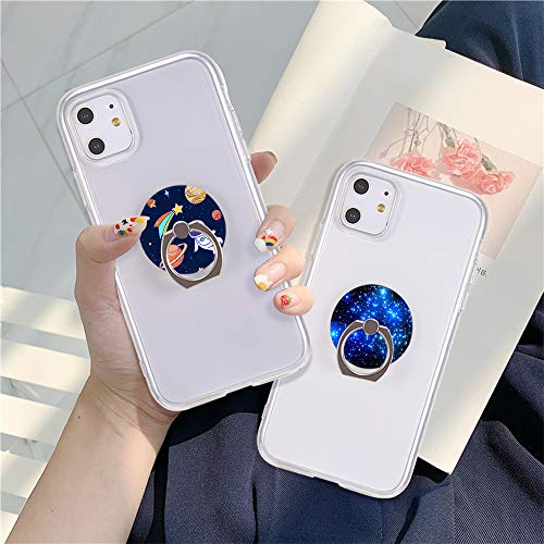 LuGeKe Astronauts Planets Design 360 Degree Cell Phone Ring Holder,Starry Sky Print Round Rotation Finger Ring Stand,Universal Phone Grip Loop Compatible with All Smartphones and Tablets(2 Pack)