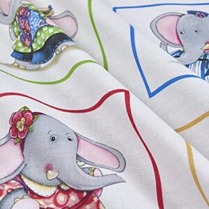 Elephant Friends 24" Panel Cream, Fabric