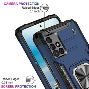 IKAZZ Galaxy A51 4G Case with Screen Protector,Dual Layer Soft Flexible TPU and Hard PC Cover Anti-Slip Full-Body Rugged Protective Phone Case with Kickstand for Samsung Galaxy A51 4G Blue