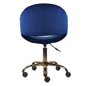 GIA Navy Blue Tufted Velvet Office Chairs with Wheels - Cute Swivel Fabric Armchairs for Makeup Vanity Room - Adjustable Desk Chair for Beauty Room, Living Room Home Office - 1 Pack