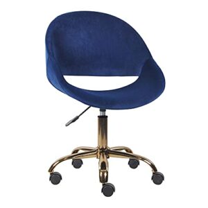 GIA Navy Blue Tufted Velvet Office Chairs with Wheels - Cute Swivel Fabric Armchairs for Makeup Vanity Room - Adjustable Desk Chair for Beauty Room, Living Room Home Office - 1 Pack