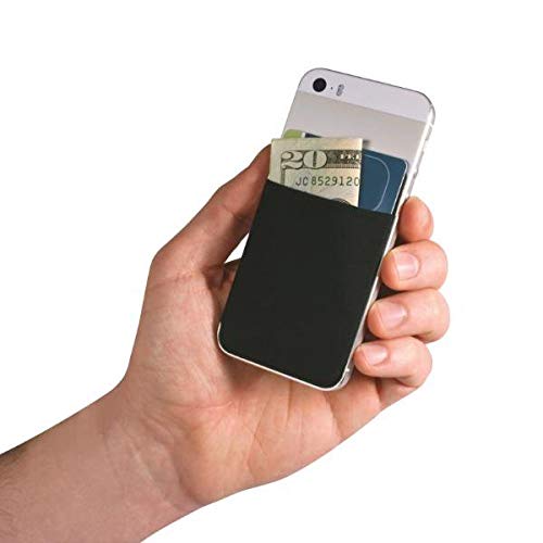 Phone Pocket Stick On Smart Phone Wallet - RFID Blocking for Credit Cards, Cash, ID and More! Bonus 4 Pack Black