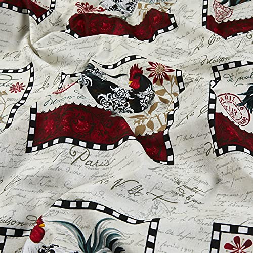 Studio E Fabrics Le Poulet Rooster Blocks 24'' Panel Fabric, Cream