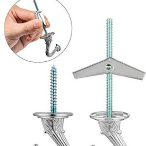 Qc Ceiling Hooks for Hanging Plants, 6 Sets Nickel Heavy Duty Swag Hooks with Hardware Including Screws and Toggle Wings