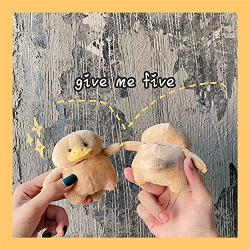 Yatchen Plush Case Compatible with AirPods Pro, Creative Cute 3D Cartoon Fur Duck Design Funny for AirPods Pro Cover Case with Keychain Protective Case for AirPods Pro Duck