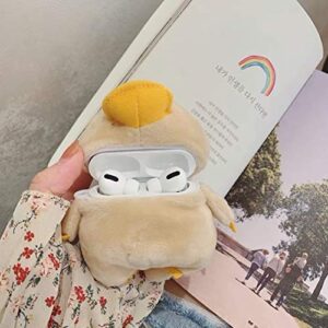 Yatchen Plush Case Compatible with AirPods Pro, Creative Cute 3D Cartoon Fur Duck Design Funny for AirPods Pro Cover Case with Keychain Protective Case for AirPods Pro Duck