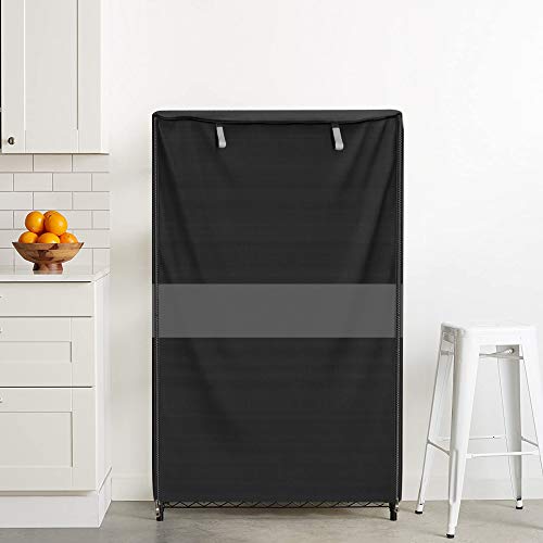 MOLLYAIR Shelf Cover with Side Pocket - Black Primary Color with Gray Middle Stitching,48x18x72 inch