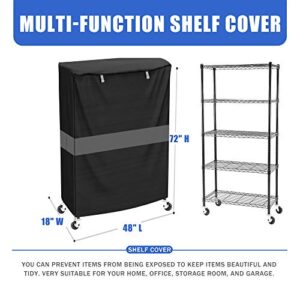 MOLLYAIR Shelf Cover with Side Pocket - Black Primary Color with Gray Middle Stitching,48x18x72 inch