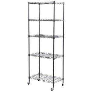 2you 5-shelf storage shelves height adjustable, heavy duty metal shelving unit, garage shelving certified nsf, steel wire rack organizer for warehouse/kitchen/bedroom, black (14" dx24 wx59 h)