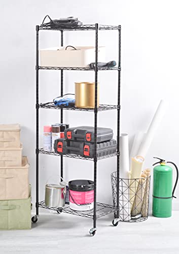 2YOU 5-Shelf Storage Shelves Height Adjustable, Heavy Duty Metal Shelving Unit, Garage Shelving Certified NSF, Steel Wire Rack Organizer for Warehouse/Kitchen/Bedroom, Black (14" DX24 WX59 H)