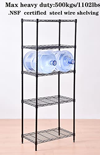 2YOU 5-Shelf Storage Shelves Height Adjustable, Heavy Duty Metal Shelving Unit, Garage Shelving Certified NSF, Steel Wire Rack Organizer for Warehouse/Kitchen/Bedroom, Black (14" DX24 WX59 H)