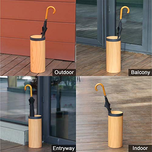 Umbrella Stand Modern Umbrella Holder, Round Freestanding Organizer Rack, Indoor Hallway Umbrella Stands with Wood Grain, for Holds Canes Walking Stick