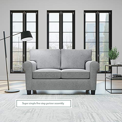 Edenbrook Willow Upholstered Loveseat with Rolled Arms – Living Room Furniture – Charcoal Small Loveseat - Seats Two – Loveseat for Small Spaces