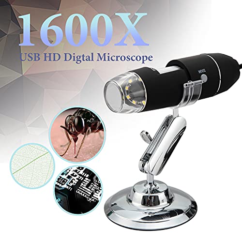 KKSQ Professional Digital Microscope 1600X with 8LED Light USB Digital Microscope Endoscope Camera Magnifier Zoom with Adjustable Stand