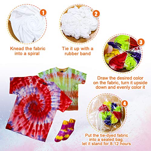 Meland Tie Dye Kit with 3 Shirts - 18 Colors DIY Tie Dye Set with 3 White T-Shirts, All-in-1 Fabric Tie Dye Craft Set for Kids & Adults, Tye Dye for Party Birthday Christmas Gifts for Girls Boys