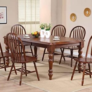 Sunset Trading Andrews Arrowback Windsor Dining Side Chair Chestnut Brown Solid Wood Set of 2