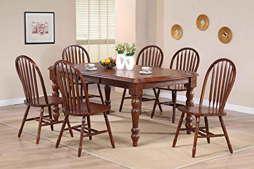 Sunset Trading Andrews Arrowback Windsor Dining Side Chair Chestnut Brown Solid Wood Set of 2