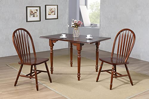 Sunset Trading Andrews Arrowback Windsor Dining Side Chair Chestnut Brown Solid Wood Set of 2