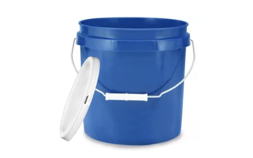 House Naturals 2 Gallon Blue Food Grade BPA Free Bucket Pail with Lid (Pack of 5) Made in USA