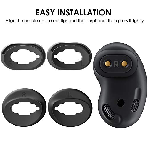 TEEMADE 6 Pairs Silicone Ear Tips Replacement Galaxy Buds Live 2020 Earbuds Accessories (Mystic Black)