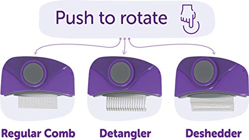 Hertzko 3 in 1 Pet Deshedding, Demattaning and Combing Tool.- Gently Removes Loose Undercoat, Mats and Tangled Hair. Great for Travel! Compact Brush for Dogs, Cats, Horses and Small Animals