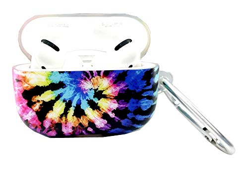 CalorMixs Case for Airpods Pro - Hard Case Compatible for Airpod Pro,Cute Clear Smooth PC Shockproof & Portable with Carabiner for Airpods Pro/Airpods 3 Charging Case (Tie-dye)