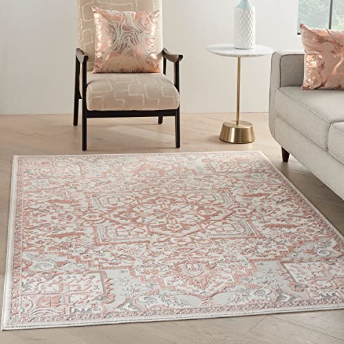 Nourison Elation Floral Ivory Brick 4' x 6' Area -Rug, Easy -Cleaning, Non Shedding, Bed Room, Living Room, Dining Room, Kitchen (4x6)