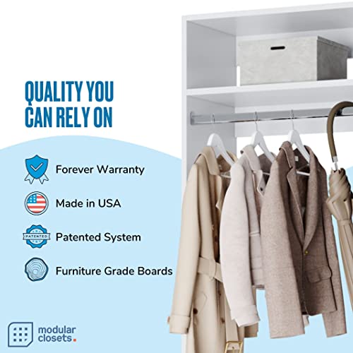 Hanging Closet Unit with Drawer (2) - Modular Closet System for Hanging - Corner Closet System - Closet Organizers and Storage Shelves (White, 19.5 inches Wide) Closet Shelves