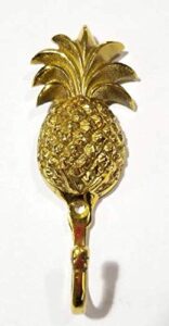 4 1/4" pineapple hook shiny solid brass hanger, coat hat towel hook, hanger, house warming, tropical decor, welcome,robe hooks,coats #q11