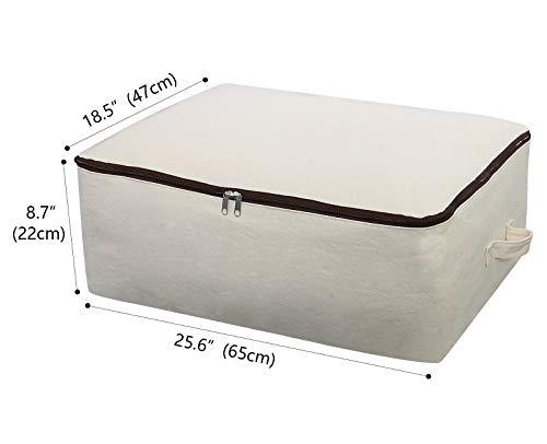 2PCS Canvas Storage Bag, 12OZ Thick Soft Breathable Closet Organizer for Beddings, Comforters, Pillows, Blankets, Clothes, 25.6×18.5×8.7inch, Beige