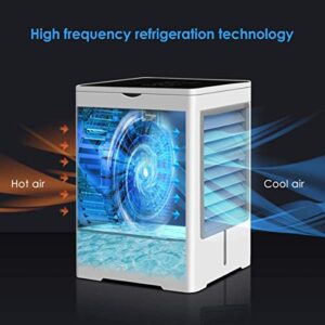 Portable Air Conditioner, Mini Evaporative Air Cooler, Personal Air Conditioner Misting Fan with 3 Wind Speeds Touch Screen Small Desktop Cooling Fan for Home, Bedroom, Office, Dorm, Car, Camping Tent