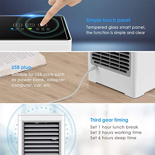 Portable Air Conditioner, Mini Evaporative Air Cooler, Personal Air Conditioner Misting Fan with 3 Wind Speeds Touch Screen Small Desktop Cooling Fan for Home, Bedroom, Office, Dorm, Car, Camping Tent